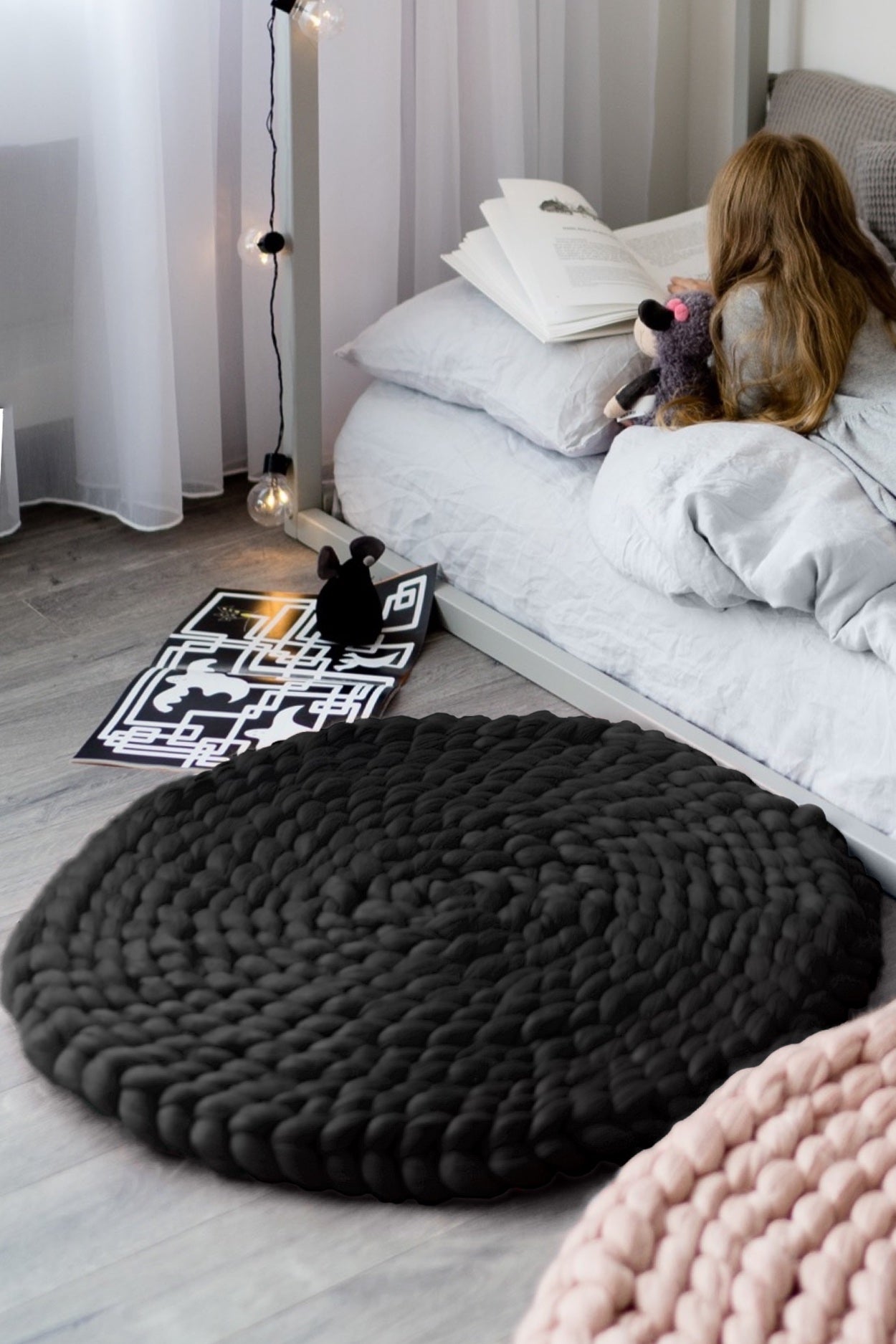 Kids Room Round Rug from Organic Merino Wool | Wool Art